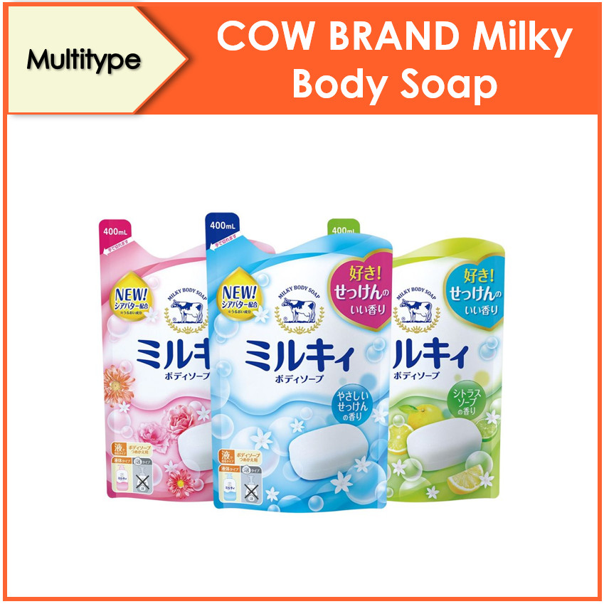 COW BRAND Milky Body Soap Pump 550ml & Refill 400ml (Mild/Floral/Yuzu) | Shopee Singapore