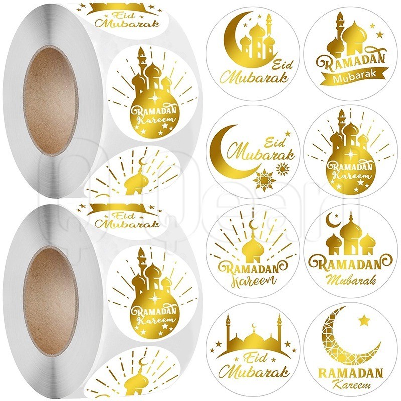 500Sheets/roll Eid Al-Fitr Golden Stickers - Mini Gift Label Paper ...