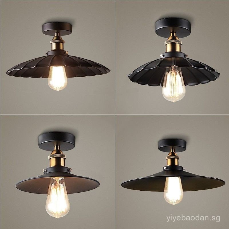 AIMI American Retro Industrial Small Black Umbrella Ceiling Light ...