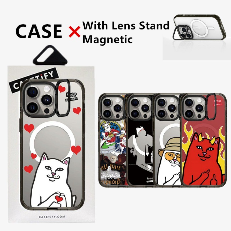 CaseTifg Ripndip Naughty Cat Lens Hidden Stand Magnetic Phone Case With ...