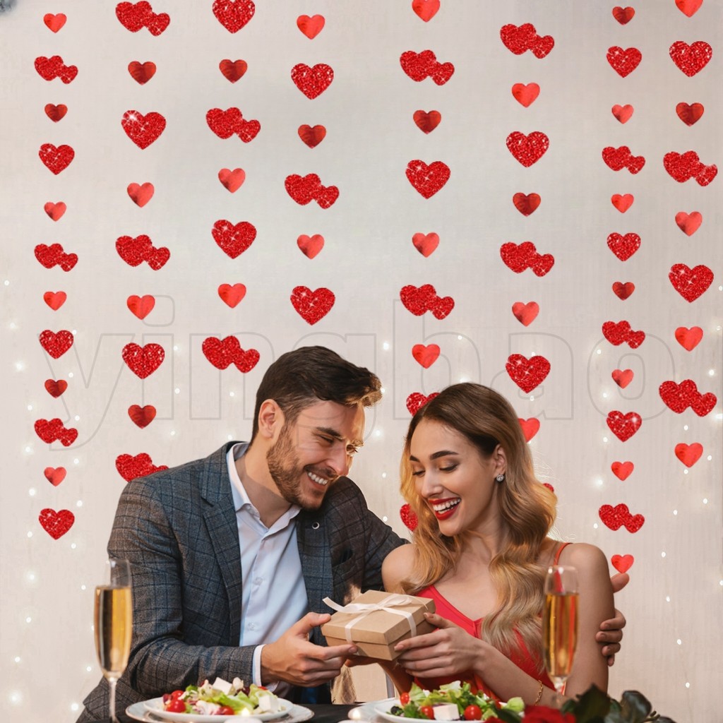 Valentines Day Red Heart PVC Hanging String Garland for Valentine's Day ...