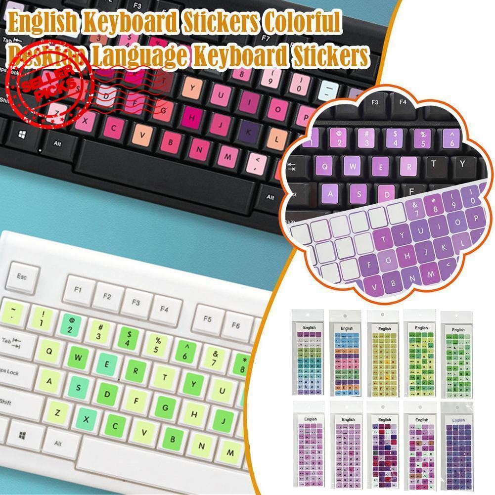 Laptop English Keyboard Sticker Macaron Color Key Sticker Desktop ...