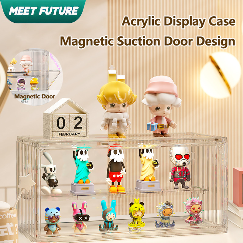 Figure Acrylic Display Box Transparent 2 Tier Stackable PopMart Doll ...
