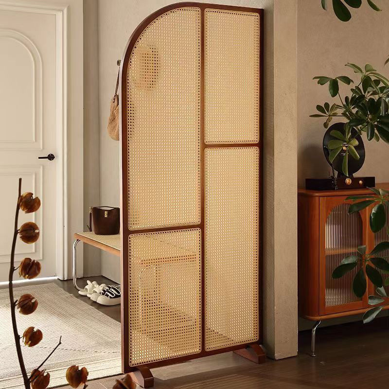 Japanese-Style Solid Wood Rattan Screen New Apartment Living Room Retro ...