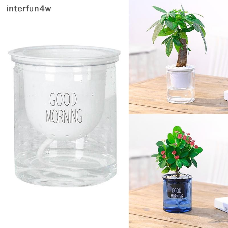 interfun4w Transparent Flower Pot Self-Watering Plant Flower Pot Home ...