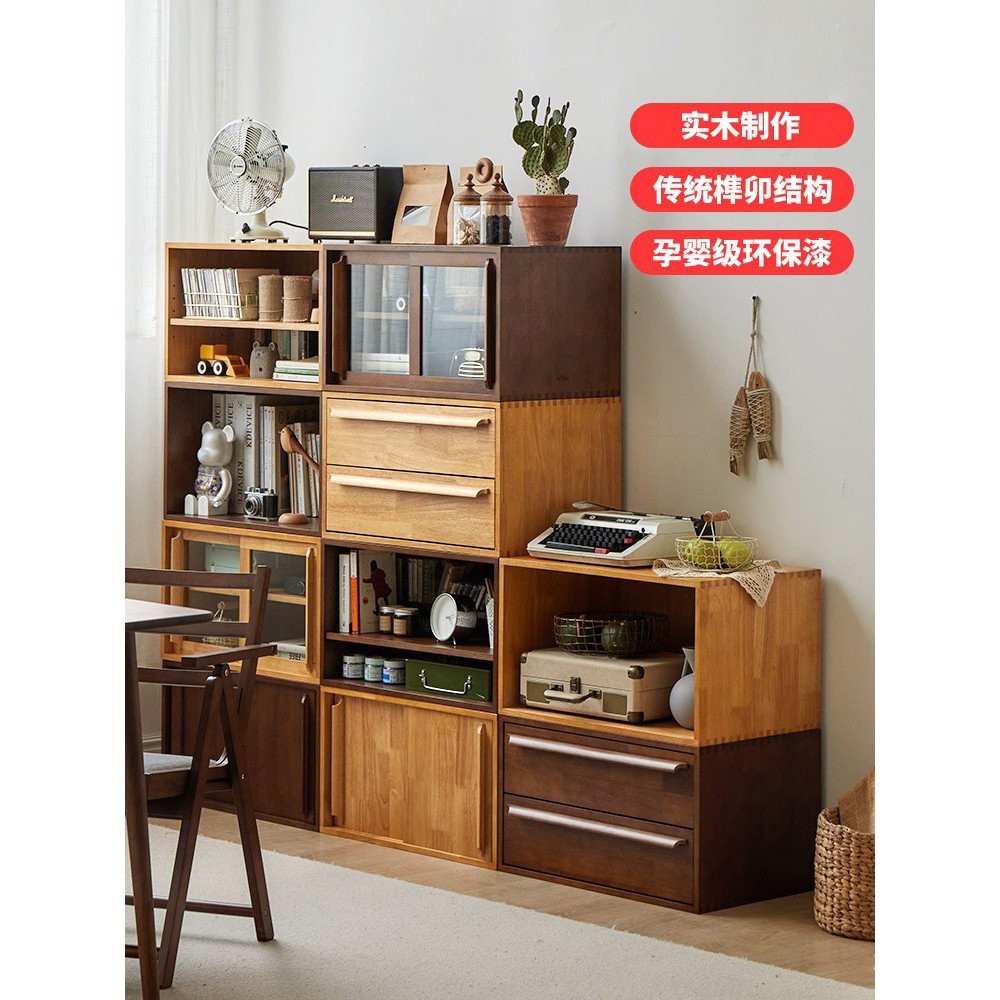 Solid Wood Bookshelf Combination Cabinet Japanese Style Storage Cabinet ...