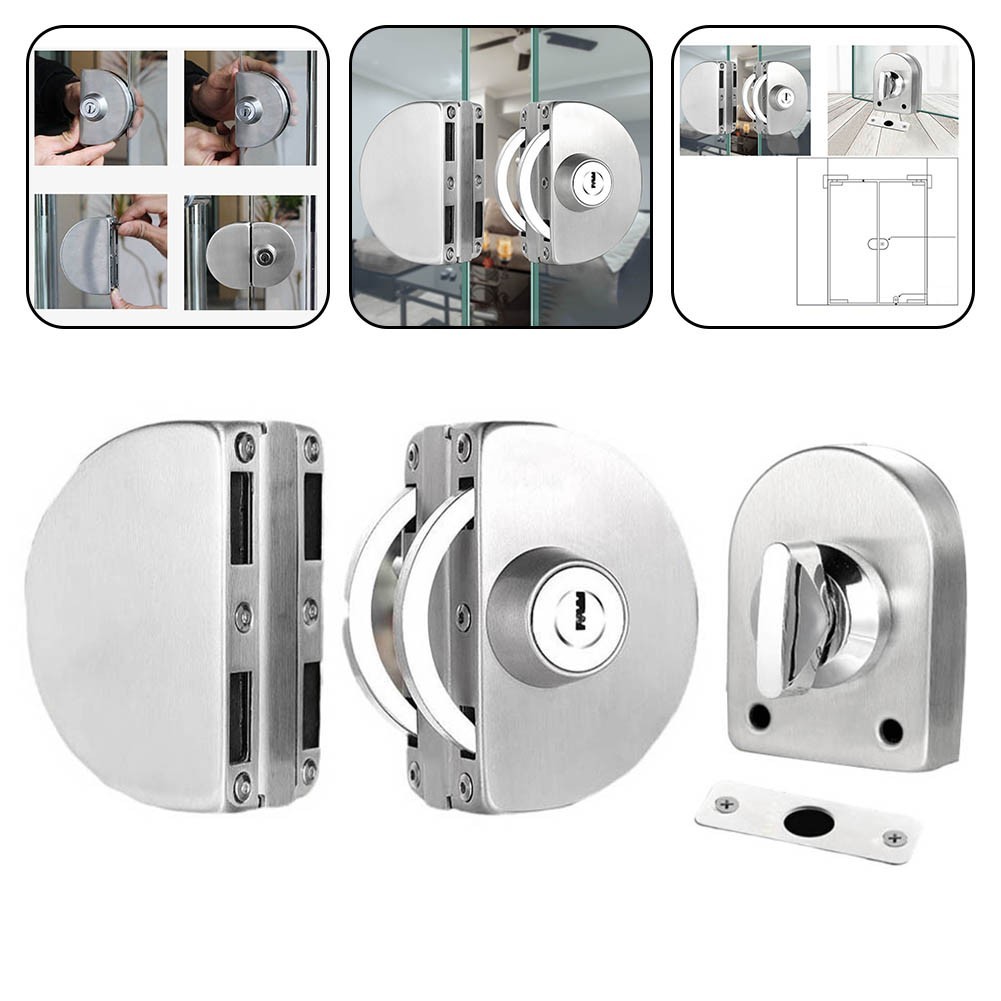 Stainless steel double glass door locks push-pull locks and matching ...