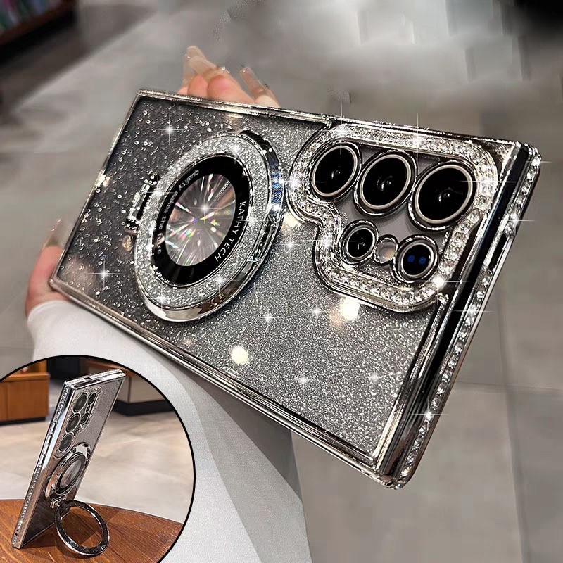 Luxury Glitter Diamond Magnetic Phone Case for Samsung S25 Edge S24 S23 ...