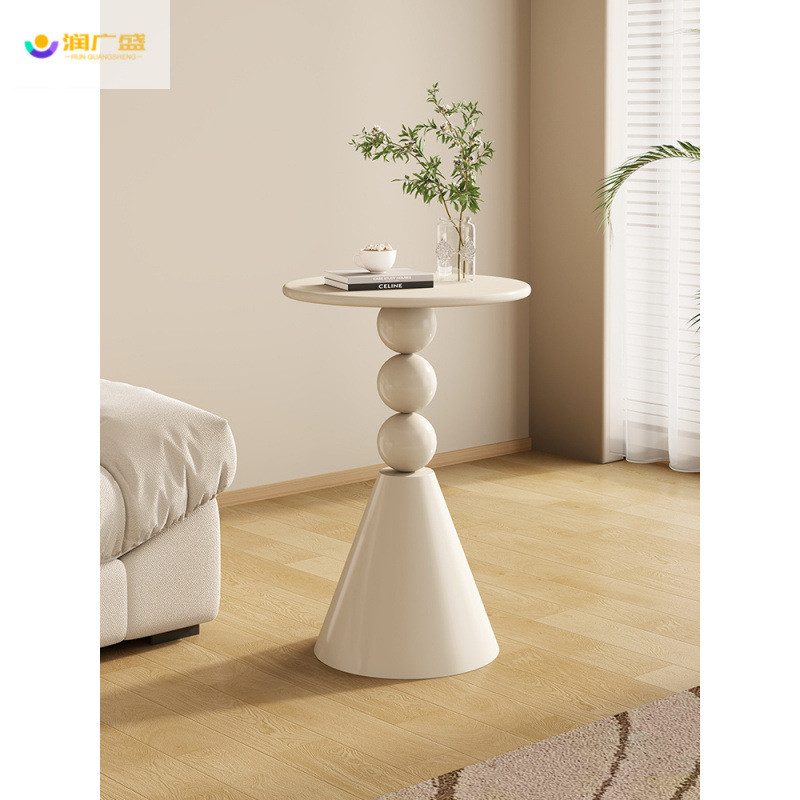 WK Cream Style Sofa Side Table Small Coffee Table Round Table ...