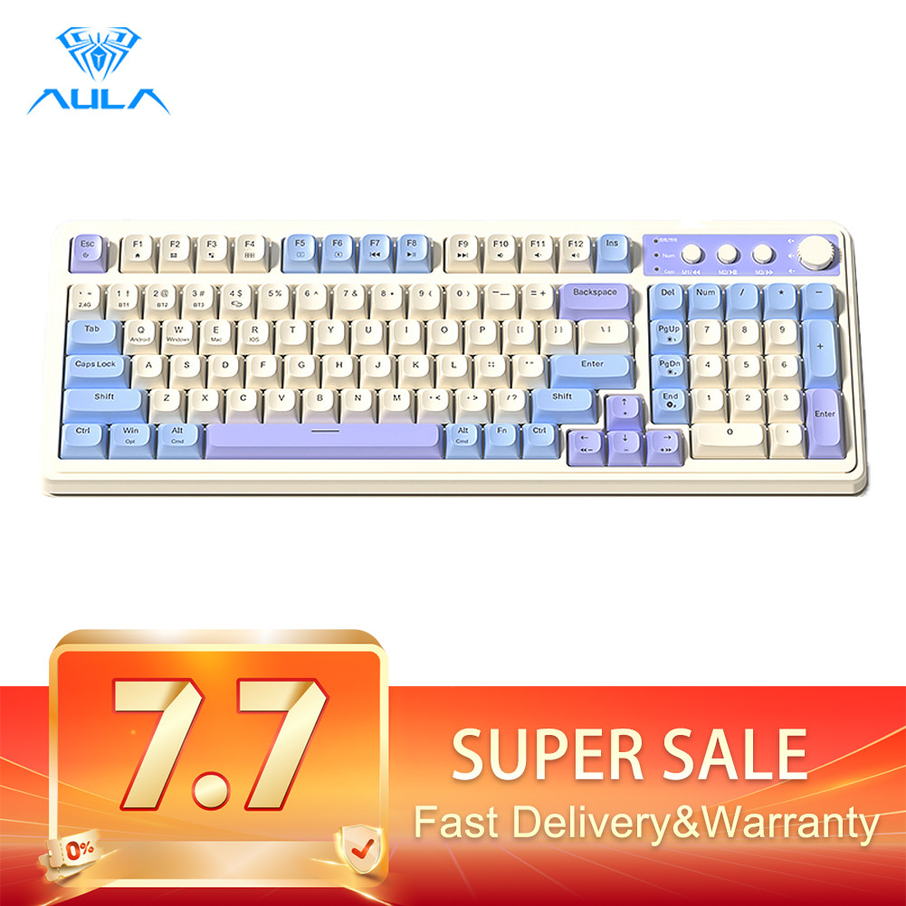 AULA S99 Wireless Membrane Keyboard 99 Keys Tri-mode RGB Multi-function ...