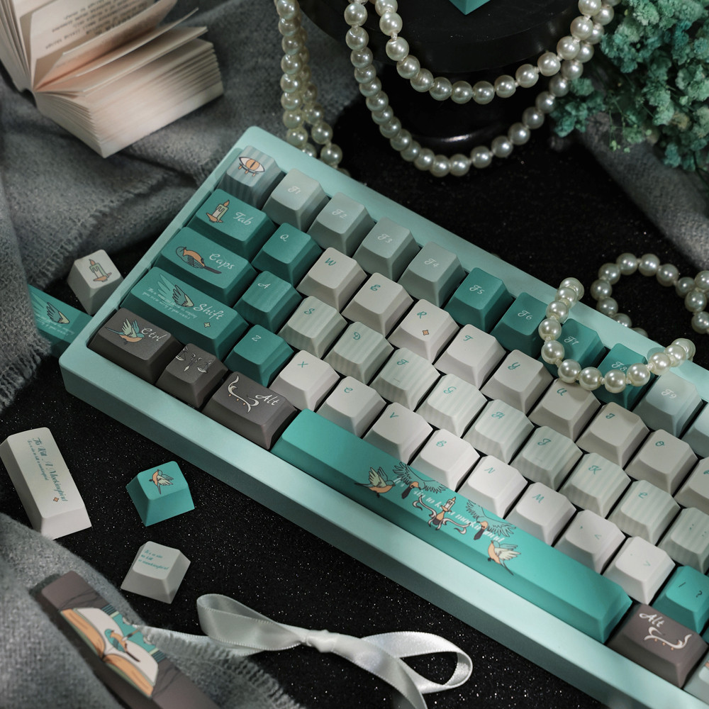 139 Keys Mockingbird Theme Keycaps Cyan Cherry Profile PBT Dye ...