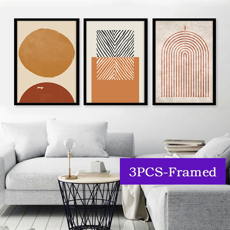 A4/A3 Frame 3PCS Abstract Art Poster Elliptical Line Shape Colorful ...