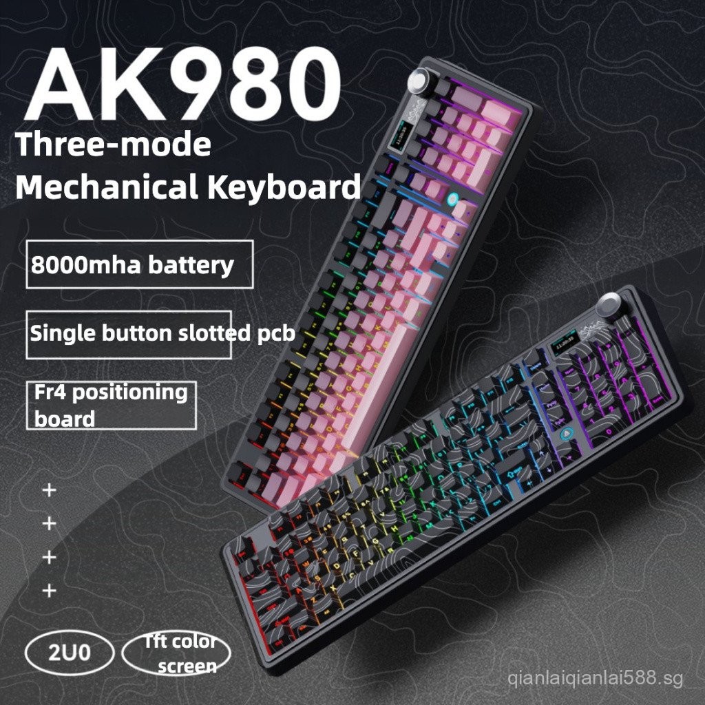AJAZZ AK980 Mechanical Keyboard 2.4g Wireless Bluetooth Three-mode RGB ...
