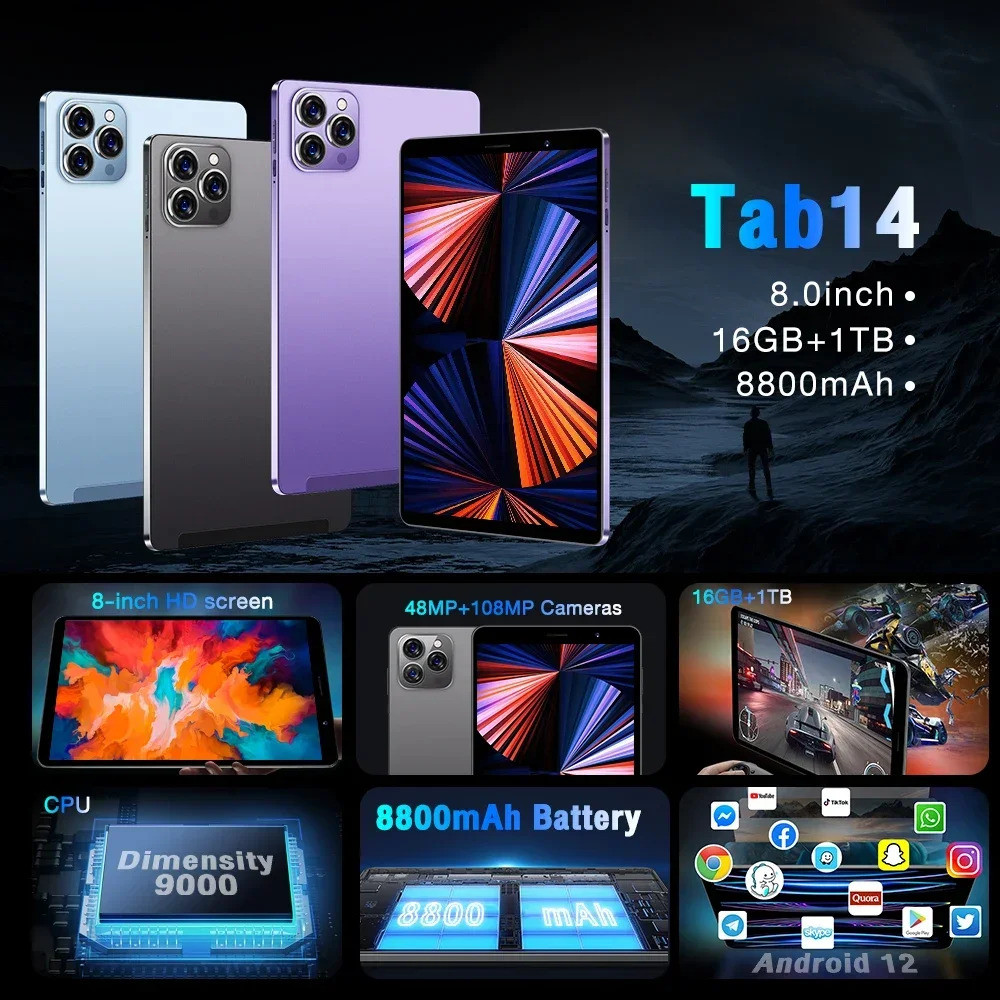 Original Tab Tablet Dimensity 9000 WPS WIFI 8800mAh Android 12 16GB Ram ...