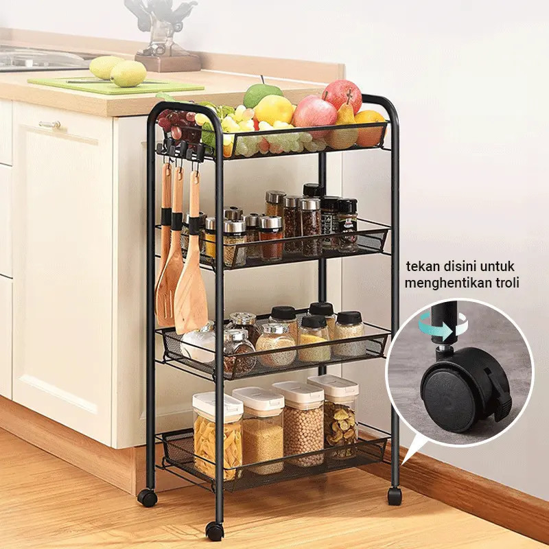 Mehaa department store GINGER Trolley Rack 4 tier iron trolley storage ...