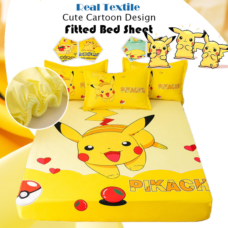 Pokémon Fitted sheet skin-friendly rubber around corner mattta Pikachu ...