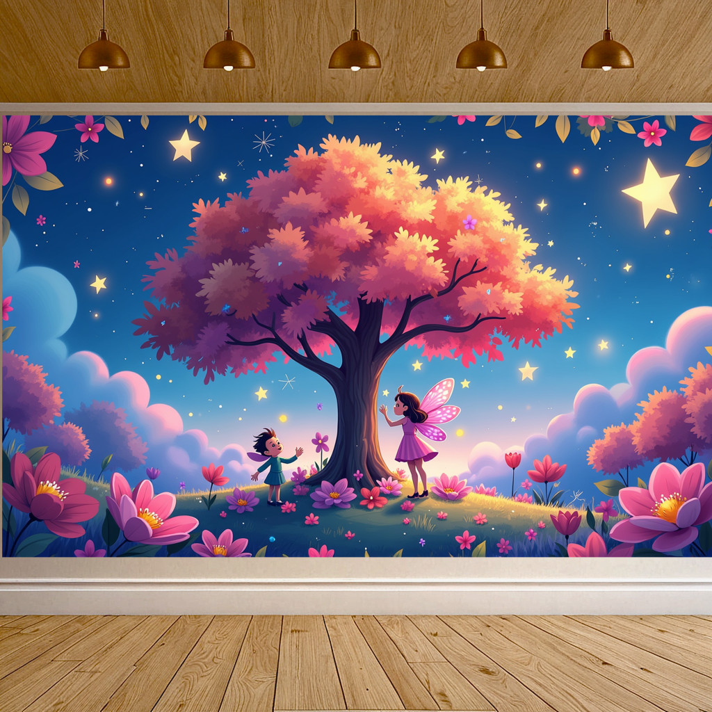 Fantasy Tree Fairy Backdrop Banner for Children's Party Enchanted Event ...
