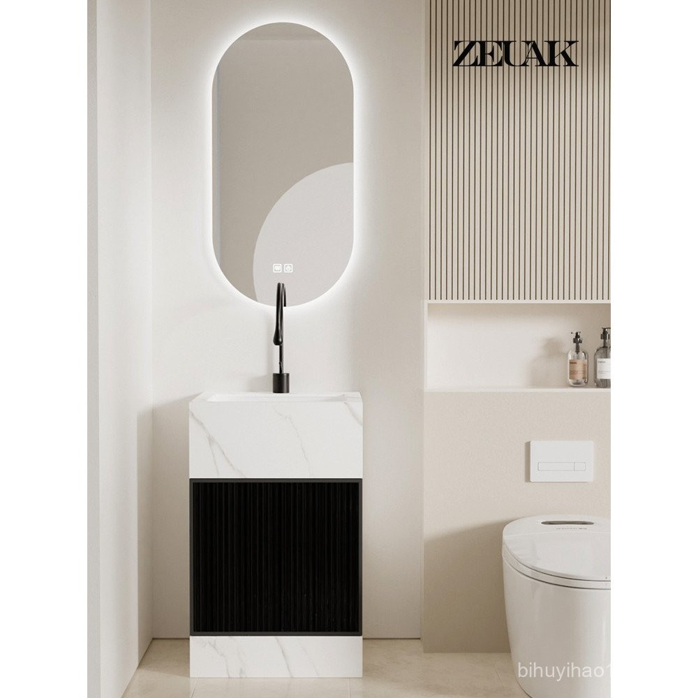 Slate Pedestal Wash Basin Integrated Floor-Standing Bathroom Sink ...