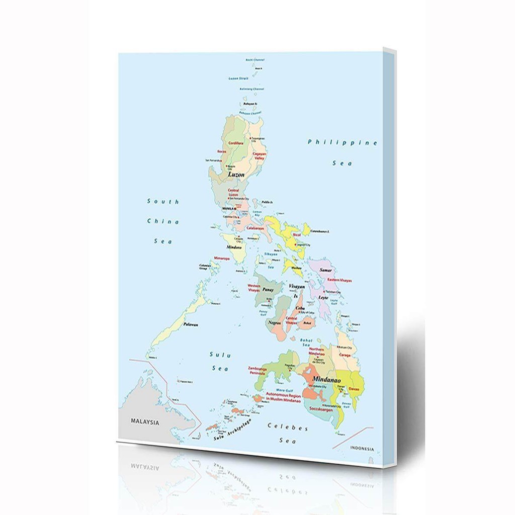 Canvas Prints Wall Artes Cebu Blue Philippines Administrative Map City ...