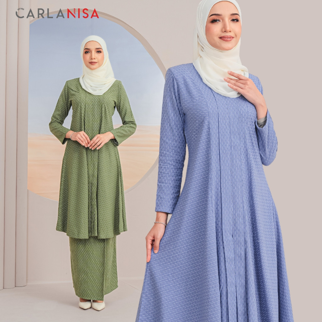 CARLANISA Inara Baju Kebarung Klasik Labuh Moden Stripe Polka dot ...