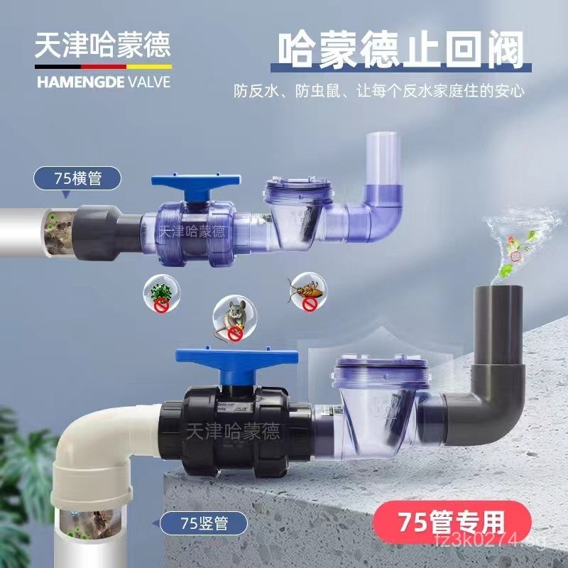 Check Valve75Sewer Anti-Backflow Check Valve pvc Backflow Preventer ...