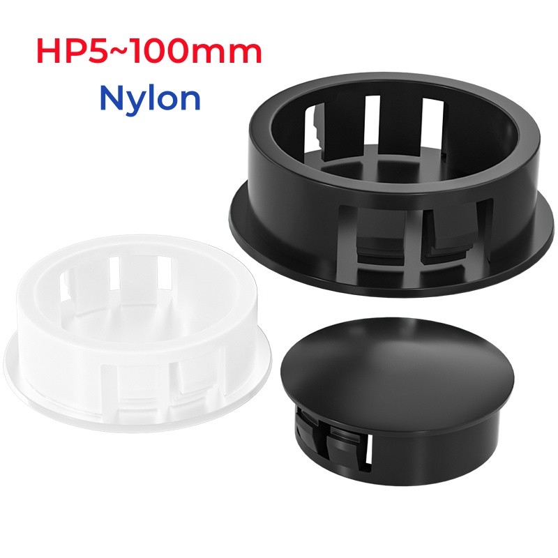 5~100mm Black White Nylon Plastic Snap On Hole Plug Caps Wall Cable ...