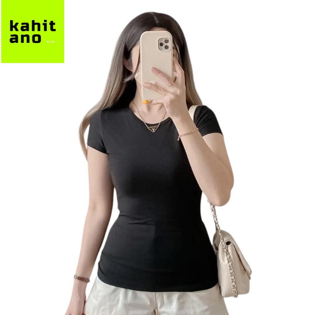 KAHIT ANO | Basic Boat Neck Double Lining Full Length Slim-Fitting Top ...