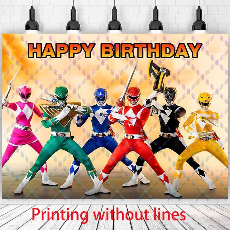 Power Ranger Birthday Backdrop Photography Baby Shower Kids Children ...