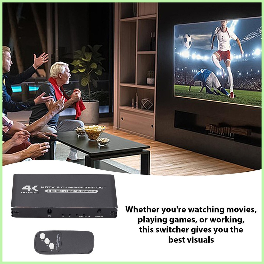HDMI Selector HDMI Splitter Box out 120Hz/60Hz 4K with Remote Control ...