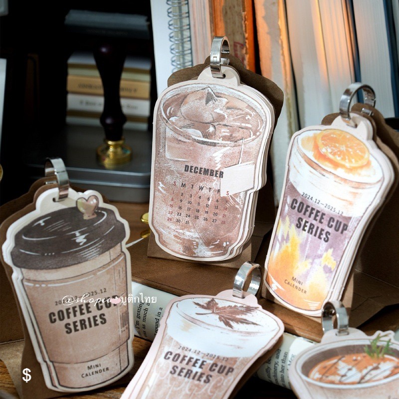 Portable Calendar 2568 Desk 2025 Coffee Theme Pattern 2024.12 – 2025.12 ...