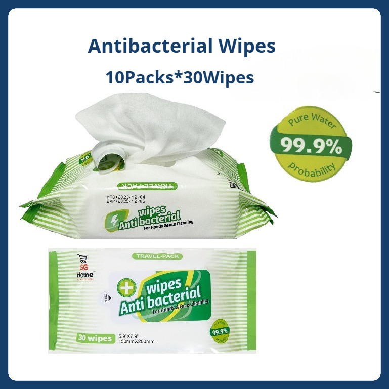 (Bundle of 6)sg home AntiBacterial Wipes 30s for Hand and Face Cleaning ...