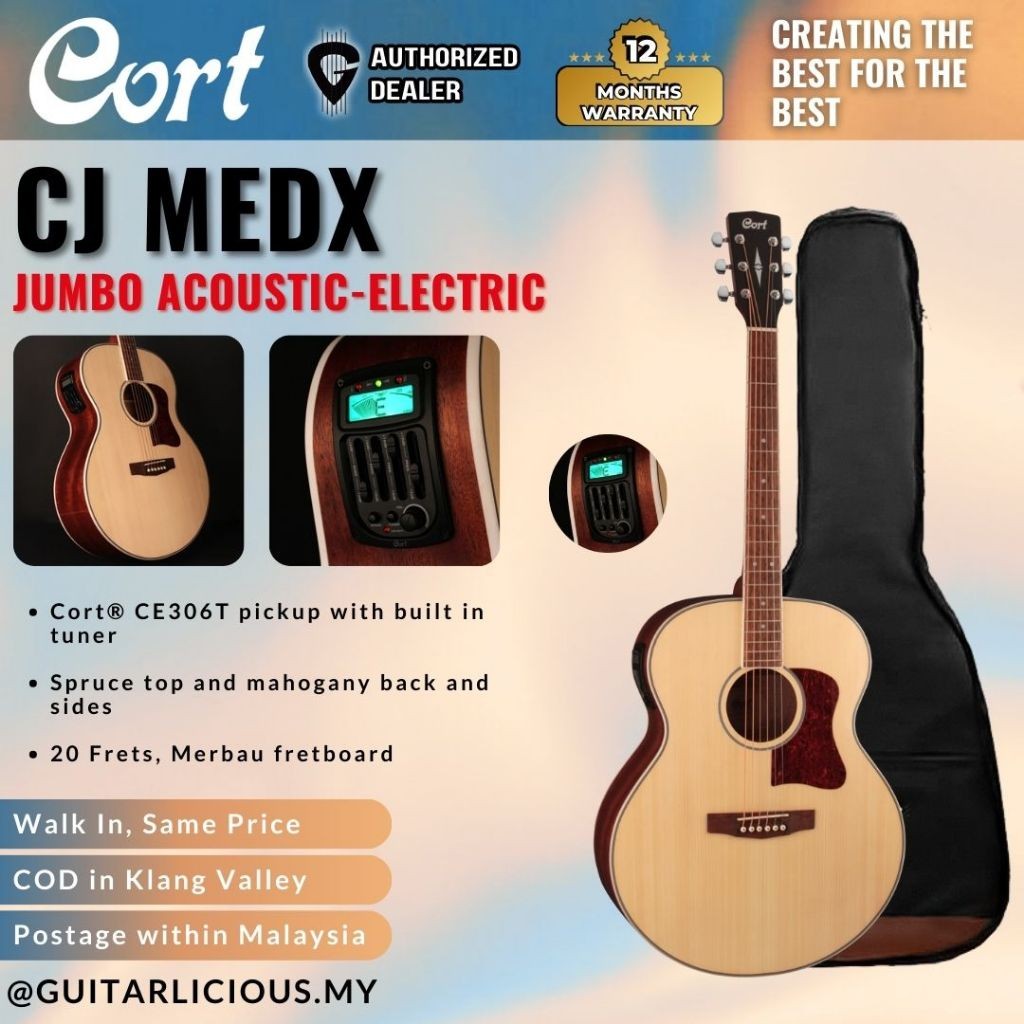 CORT CJ-MEDX Natural Glossy Acoustic-Electric Guitar with Pick Up ...