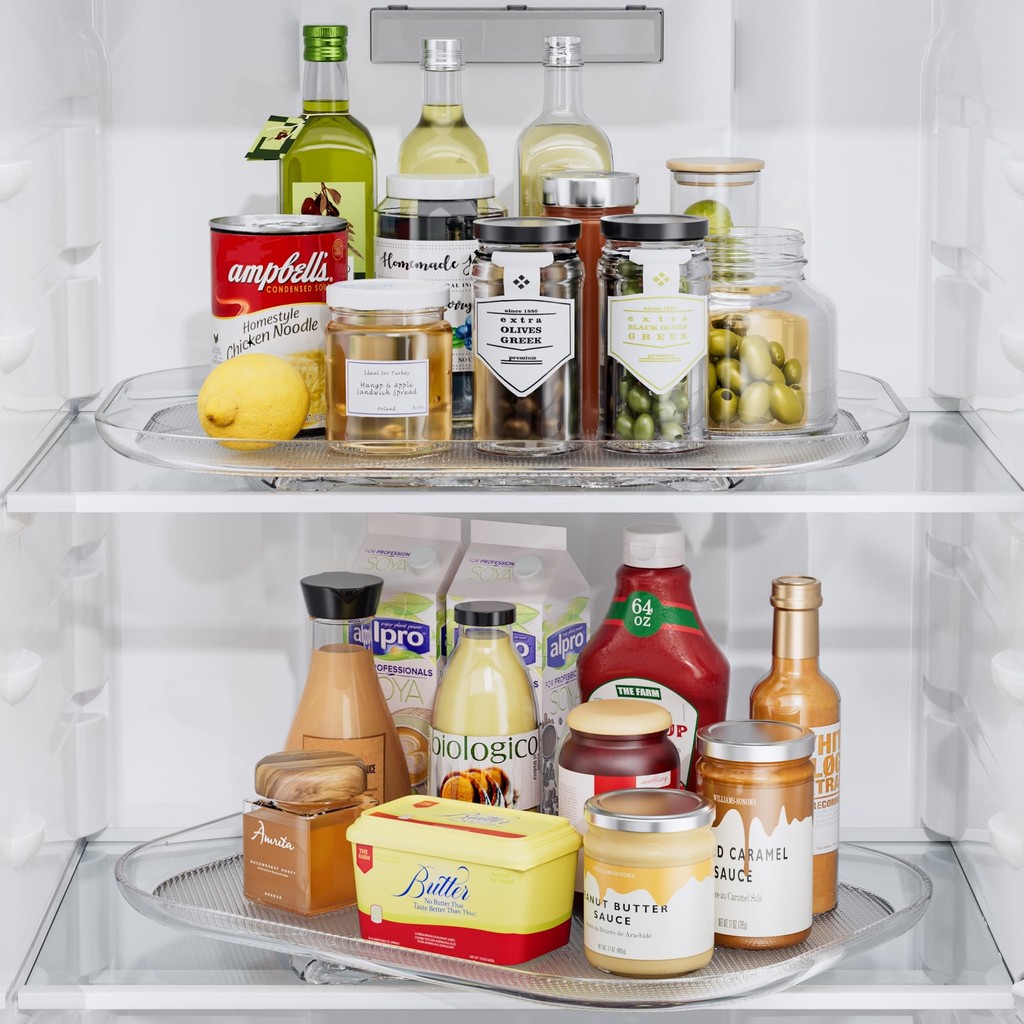[SG Stock] Turntable Organizer Refrigerator Rectangle Lazy Condiment ...