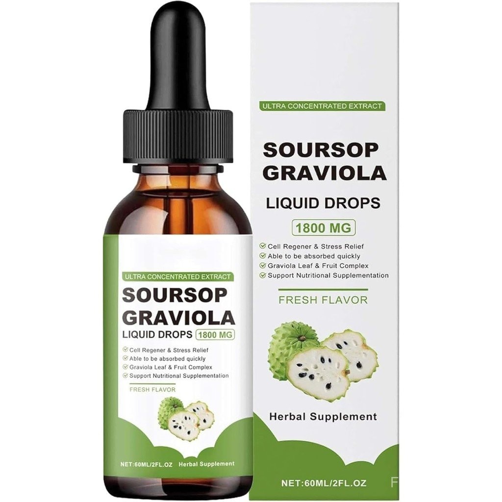 100% Pure Organic Soursop Extract, Soursop Multivitamin Liquid Drops ...