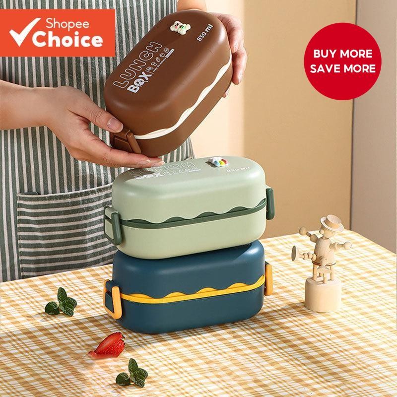 Microwave heated lunch box for work double-layer student lunch box ...