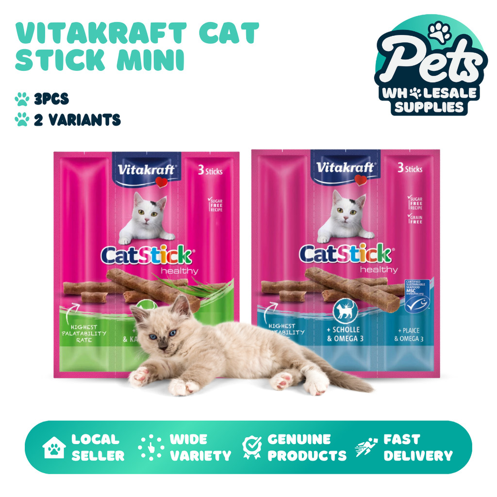 Vitakraft Cat Stick Mini 3pcs - Tasty, Soft, High-Protein Treats for ...