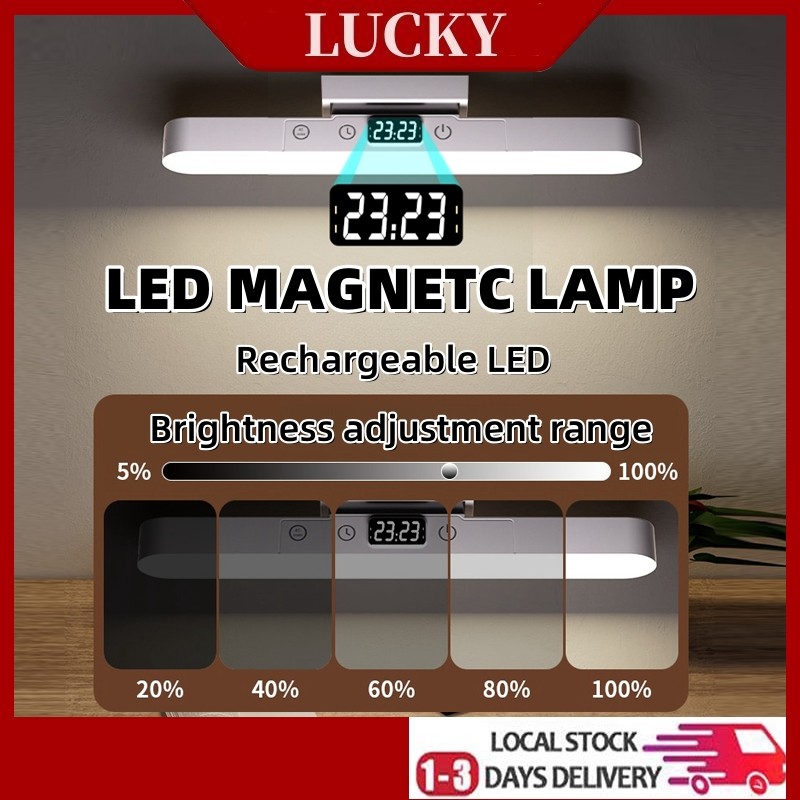 【SG Seller 🚚】Portable Hanging Magnetic LED Table Lamp With Clock ...