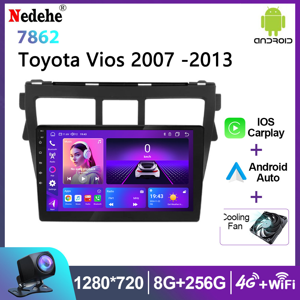 9 inch Android car monitor For TOYOTA VIOS CarPlay Auto Stereo QLED ...
