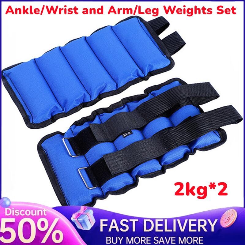 Adjustable Ankle Weights 1 Pair（2kg*2 Leg）Weight Straps for Women Men ...