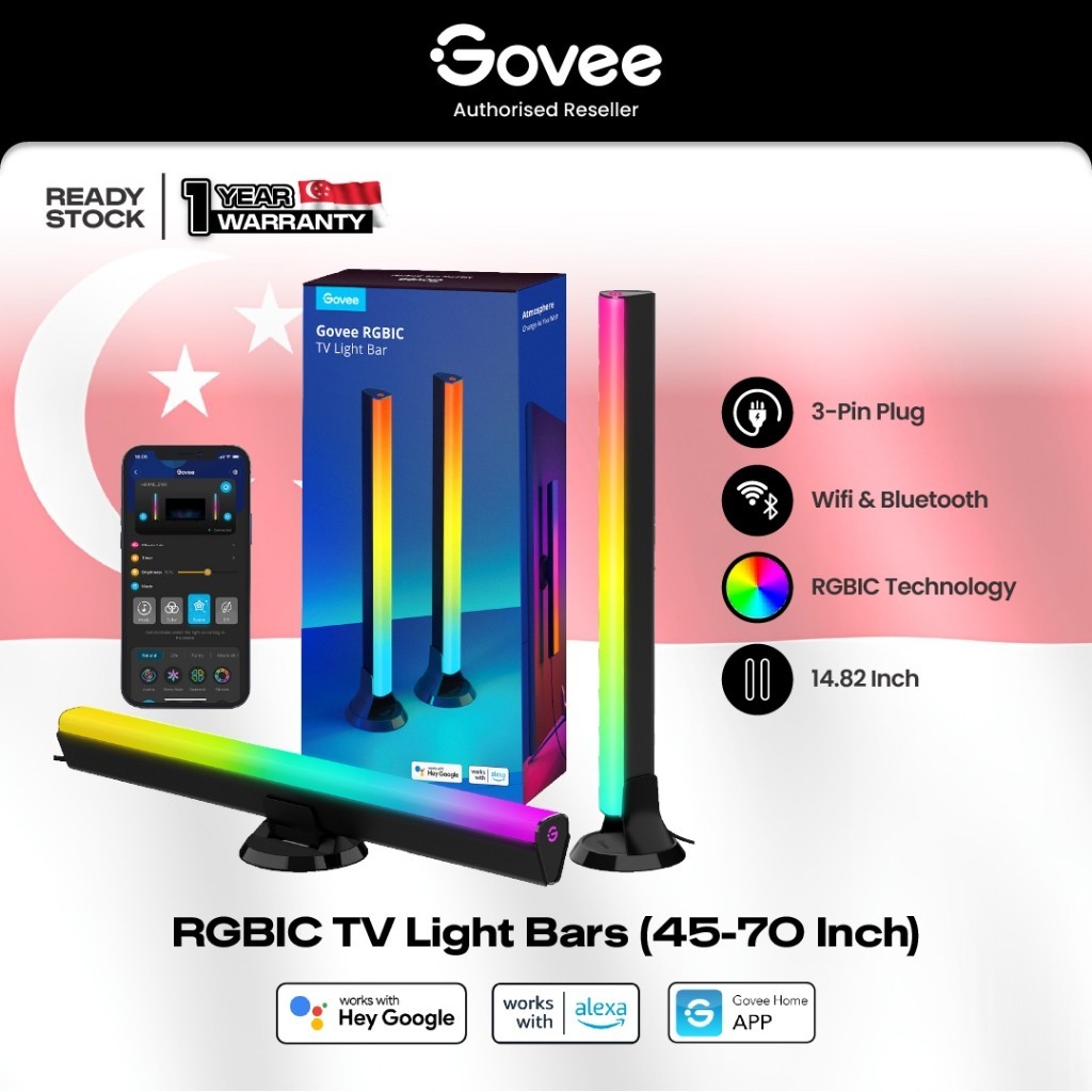 Govee TV Light Bars (45-70') TV and Monitor Backlight RGBIC Wifi RGB ...
