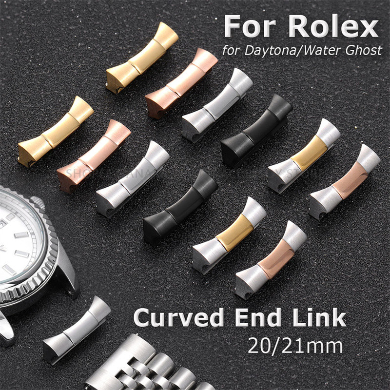 2pcs Solid Stainless Steel Curved End Watches Link Connection 20mm 21mm ...