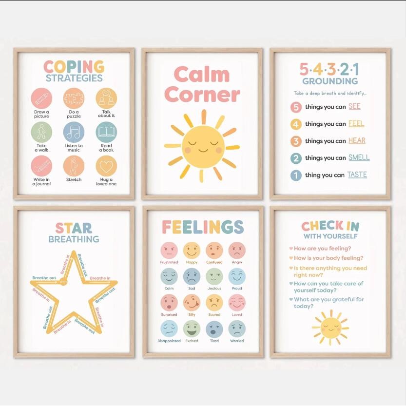 Calming Corner Classroom Posters Feelings Chart Calm Down Affirmations ...
