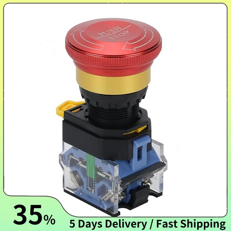 Emergency Stop Button 10A 22mm Latching Push Button Switch, Aluminum Alloy Round Emergency Stop ...