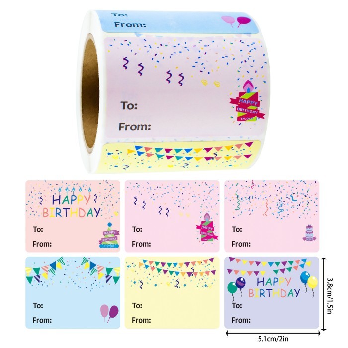 Happy Birthday Sticker Bday Name Tag Happy Birthday Gift 3,8 x 5,1 cm ...