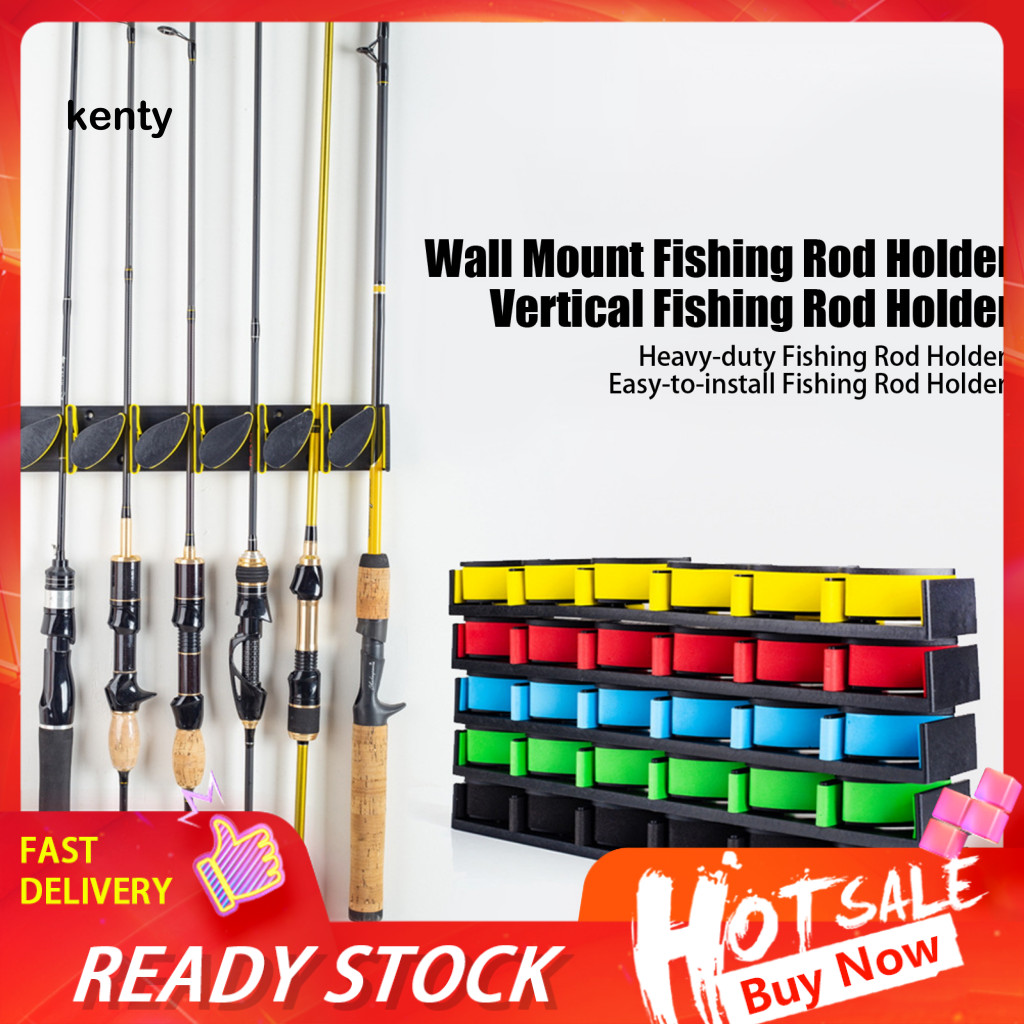kT Wall Mount Fishing Rod Holder Adjustable Heavy Duty Vertical Fishing ...