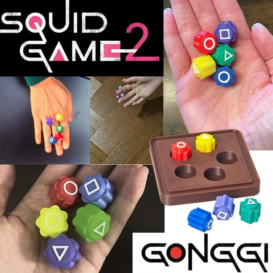 Gonggi Stone Squid Game 2 Five Colors 3D Printed Stone Set Gonggi Stone ...