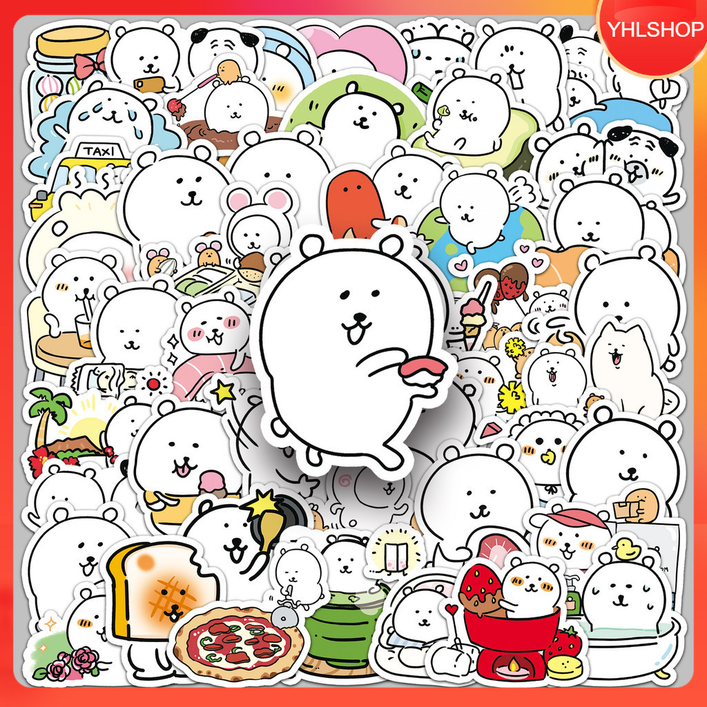 50 Designs Little bear Stickers White sticker chiikawa cute cartoon ...