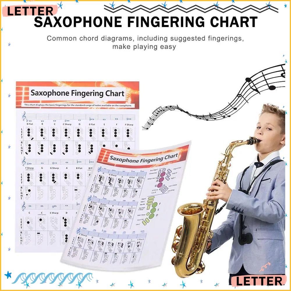 LETTER1 Saxophone Fingering Chart, Basics Guide Saxophone Supplies ...