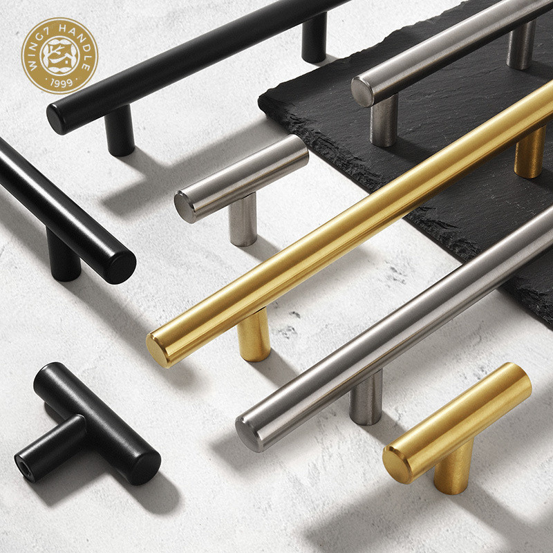 Stainless Steel Brushed Cabinet Handle Titanium Elegant Black Furniture ...
