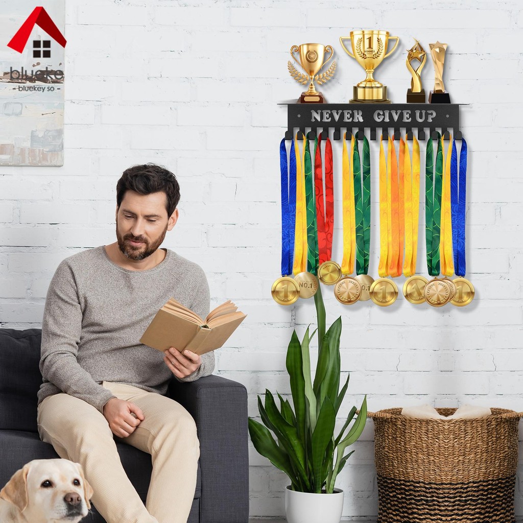 Medal Hanger Display Wall Mount Metal Trophy Rack Easy to Install ...